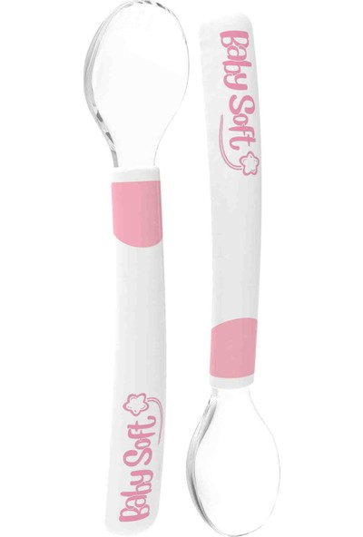 Babysoft 2'li Silikon Mama Kaşığı Pembe