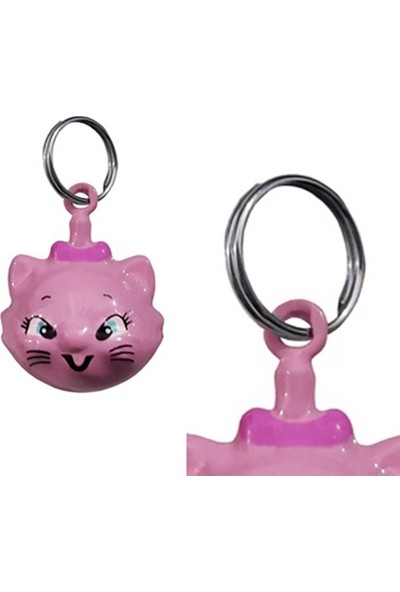 Doggie Büyük Kedi Kafası Şekilli Kedi Çanı 1 Adet 2-3,5 cm Pembe