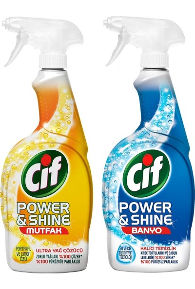 Cif Sprey Power & Shine Mutfak 750 ml & Banyo 750 ml Cif Sprey Power & Shine Mutfak 750 ml & Banyo 750 ml