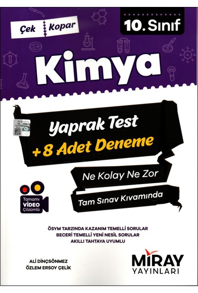 Miray Yayınları 10. Sınıf Kimya Yaprak Test + 8 Adet Deneme Miray Yayınları 10. Sınıf Kimya Yaprak Test + 8 Adet Deneme