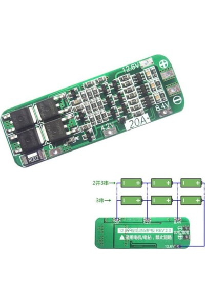Bms 3s 20A 11.1V Bms Pil Koruma Balans Kartı 18650 Lityum Li-Ion Batarya