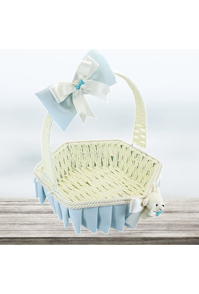 Süsle Bebek & Parti Saplı Altıgen Kumaş Sepet 32 cm Büyük Boy Mavi Süsle Bebek & Parti Saplı Altıgen Kumaş Sepet 32 cm Büyük Boy Mavi