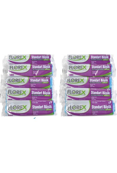 Florex Standart Büyük Mavi Çöp Poşeti 10 Rulo 65 x 80 cm Florex Standart Büyük Mavi Çöp Poşeti 10 Rulo 65 x 80 cm