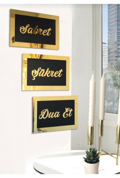 Walldeco 3D Sabret Şükret Dua Et 3'lü Set