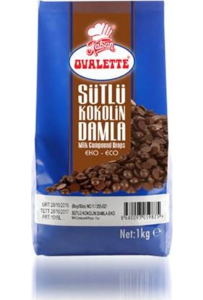 Ovalette Sütlü Kokolin Damla Çikolata Eko 1 kg Ovalette Sütlü Kokolin Damla Çikolata Eko 1 kg