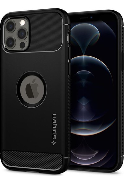 Spigen Apple iPhone 12 / iPhone 12 Pro Kılıf Rugged Armor Matte Black - ACS01700