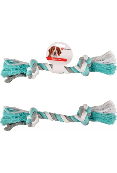 Flamingo İki Düğümlü İp Köpek Oyuncağı Yeşil Beyaz 22 cm Small Flamingo İki Düğümlü İp Köpek Oyuncağı Yeşil Beyaz 22 cm Small