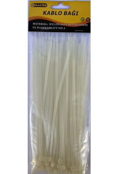 Big Master Kablo Bağı Plastik Cırt Kelepçe 3.6 mm x 200 mm 100'lü Big Master Kablo Bağı Plastik Cırt Kelepçe 3.6 mm x 200 mm 100'lü