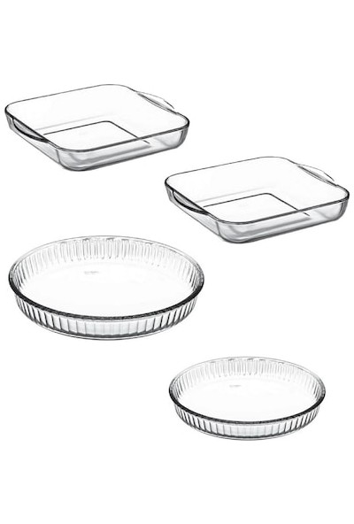 Paşabahçe Borcam Kare ve Yuvarlak 4'lü Borcam Seti Paşabahçe Borcam Kare ve Yuvarlak 4'lü Borcam Seti