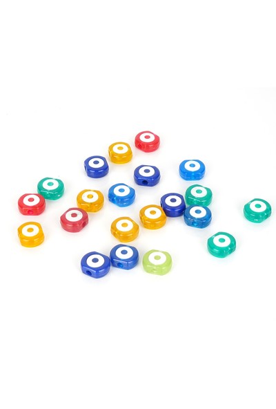 Bimbambom Renkli Nazar Boncuğu 50 Adet, Delikli Plastik Nazar Boncuğu Bimbambom Renkli Nazar Boncuğu 50 Adet, Delikli Plastik Nazar Boncuğu