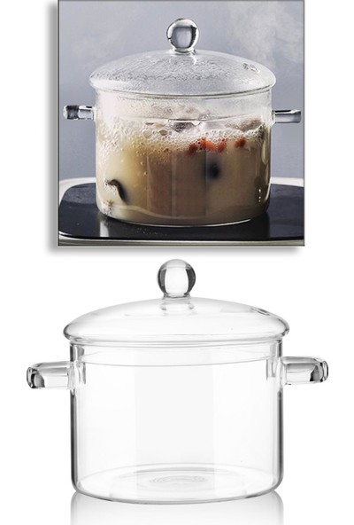 Queen's Kitchen 1800ml Ateşe ve Isıya Dayanıklı Lüx Termisil İnce Cam Tencere Queen's Kitchen 1800ml Ateşe ve Isıya Dayanıklı Lüx Termisil İnce Cam Tencere
