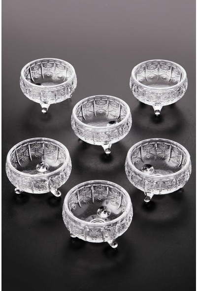 Queen's Kitchen 6 Adet Kristal Cam 3 Ayaklı Lüx Lokumluk-Çerezlik