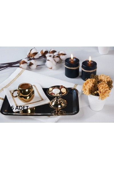 Caka Home 6'lı Kokteyl Peçetesi Zikzak Nakışlı Keten Efektli Altın Sim Renkli Renkli Caka Home 6'lı Kokteyl Peçetesi Zikzak Nakışlı Keten Efektli Altın Sim Renkli Renkli