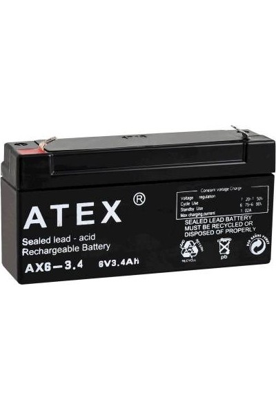Atex AX-6V 3.4AH Bakımsız Kuru Akü Atex AX-6V 3.4AH Bakımsız Kuru Akü