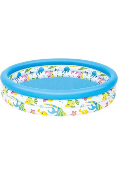 Cmk 3 Bölmeli Desenli Şişme Havuz 122 cm Çap + Pompa