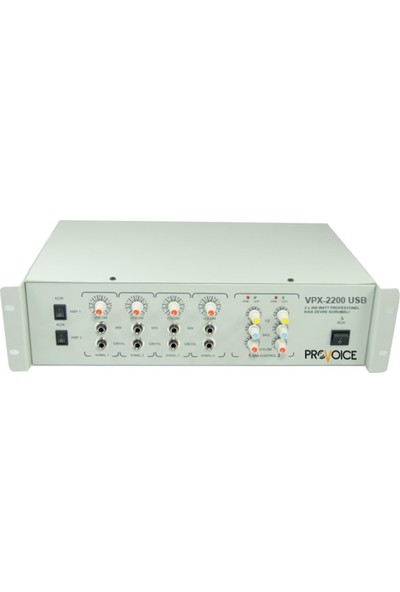 Provoice VPX-2200 USB 2x200 Watt 4 Kanallı Mikser Anfi