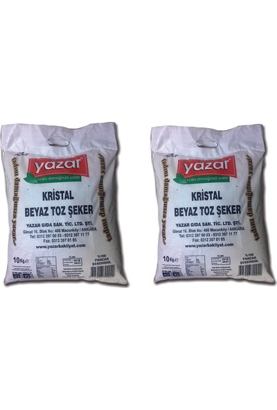 Yazar Toz Şeker 10 kg 2'li