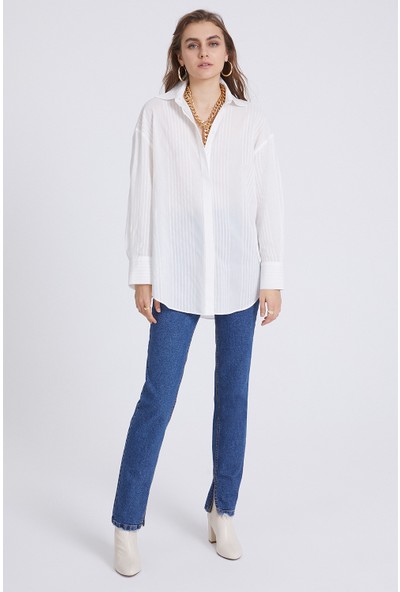 Stella Pulvis Beyaz Oversize Gömlek