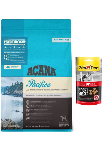 Karışık Acana Pacifica Yetişkin Köpek Mama 2 kg + Gimdog Sığır Ödül 60 gr Karışık Acana Pacifica Yetişkin Köpek Mama 2 kg + Gimdog Sığır Ödül 60 gr