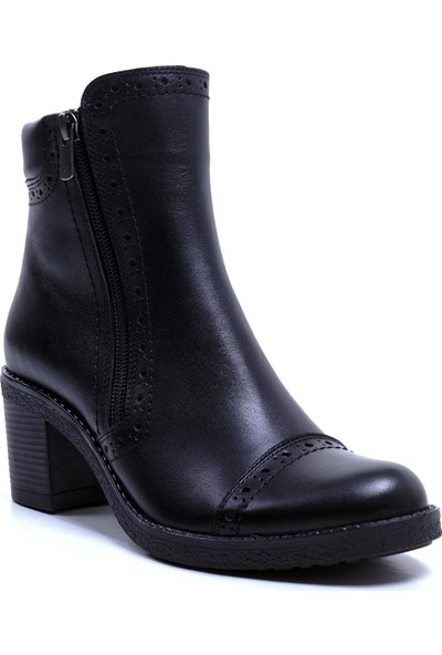 Ustalar Ayakkabı Siyah Kadın Deri Topuklu Bot 074.206