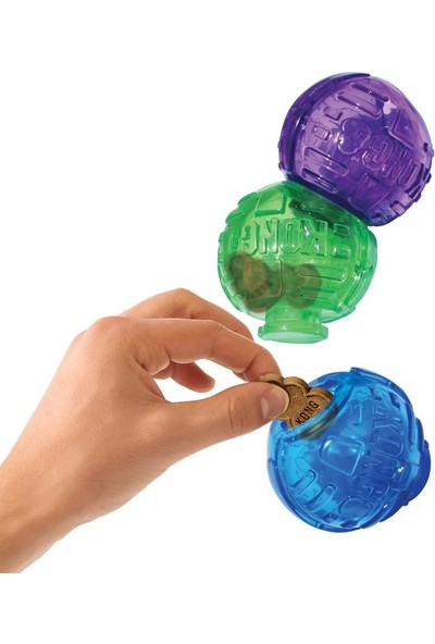 Kong Ödüllü Köpek Oyuncağı, Üç Top Lock-It 12cm