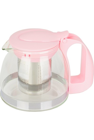 Bimbambom Renkli Çelik Süzgeçli Cam Demlik 700 Ml, Isıya Dayanıklı Cam Demlik