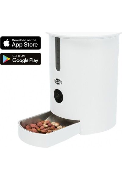 Moderna Trixie Cep Telefonu Kontrollu Kameralı Otomatik Mama Kabı, 2,8lt/22 x 28 x 22 Cm, Beyaz