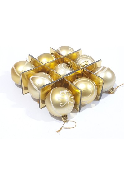 Fun World Yılbaşı Yeni Yıl Süsü Çam Ağacı Süs Top 9'lu 6 cm Desenli