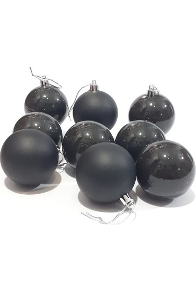 Fun World Yılbaşı Yeni Yıl Süsü Çam Ağacı Süs Top 9'lu 6 cm Siyah