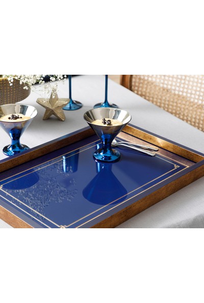 English Home Athena Cam Dekoratif Tepsi 31X46 cm Lacivert