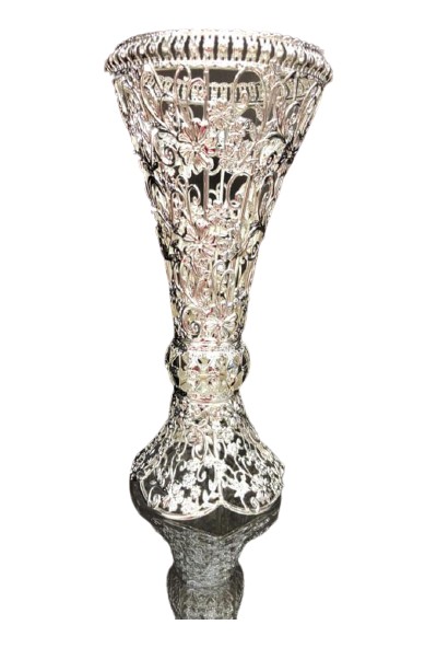 Ceyyiz Gümüş Metal Kristal Taşlı Metal Vazo Ceyyiz Gümüş Metal Kristal Taşlı Metal Vazo