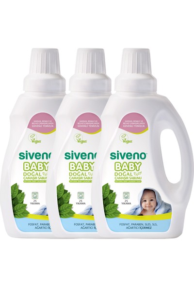 Siveno Baby Doğal Çamaşır Sabunu 750 ml x 3 Adet Siveno Baby Doğal Çamaşır Sabunu 750 ml x 3 Adet