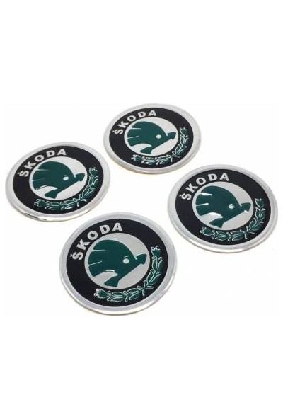 Özdemir Aksesuar Skoda Alüminyum Yapıştırma Jant Göbeği Yeşil 4'lü 60MM
