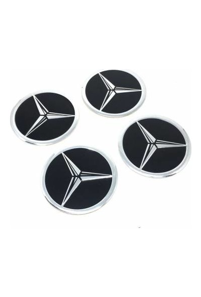 Özdemir Aksesuar Mercedes Alüminyum Yapıştırma Jant Göbeği Siyah 4'lü 60MM