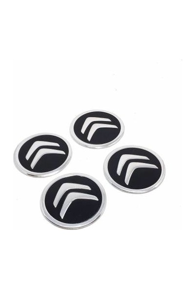 Özdemir Aksesuar Citroen Alüminyum Yapıştırma Jant Göbeği Siyah 4'lü 60MM