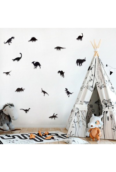 Harika Crown Stiker Dinozorların Ahşap Tasarımı S893