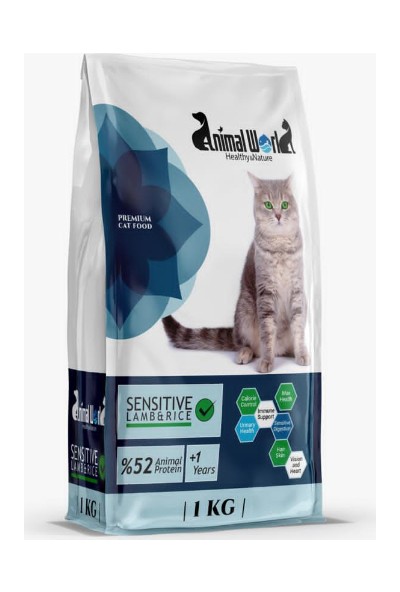 Animal World Sensitive Kuzu Etli Hassas Kedi Maması 1 Kg