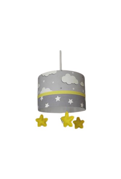 İnka Pofidik Süslü Gri Bulut Yıldız Desen Çocuk Bebek Odası Avize
