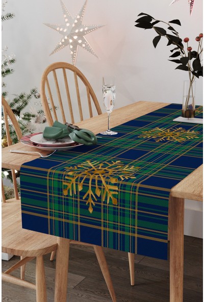 Perdante Kar Taneleri Ekose Yılbaşı Temalı Runner (45 x 140 Cm) Perdante Kar Taneleri Ekose Yılbaşı Temalı Runner (45 x 140 Cm)