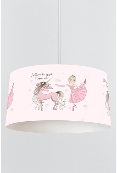 Jungle Dans Eden Balerin ve Unicorn Çocuk Sarkıt Avize