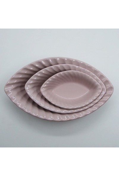 Arna Porselen 3 Parça Seramik Midye Set - Lila