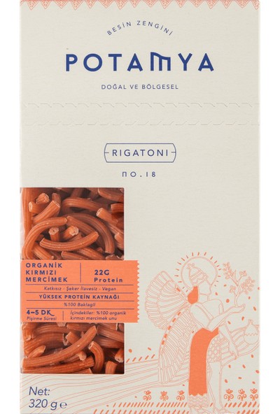 Potamya Organik Kırmızı Mercimek Rigatoni 320 gr Potamya Organik Kırmızı Mercimek Rigatoni 320 gr