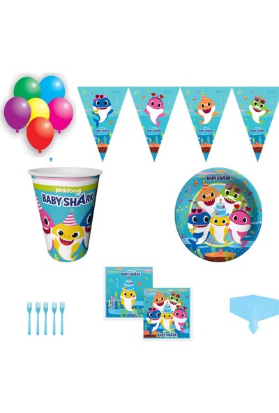 Hayaller Dükkanı Baby Shark Doğum Günü Süsleri ve Parti Seti Sofra Seti 8 Kişilik Hayaller Dükkanı Baby Shark Doğum Günü Süsleri ve Parti Seti Sofra Seti 8 Kişilik