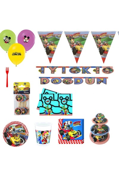 Hayaller Dükkanı Mickey Roadster 8 Kişilik Lüks Doğum Günü Süsleri, Parti Setleri Masa Malzemeleri Hayaller Dükkanı Mickey Roadster 8 Kişilik Lüks Doğum Günü Süsleri, Parti Setleri Masa Malzemeleri