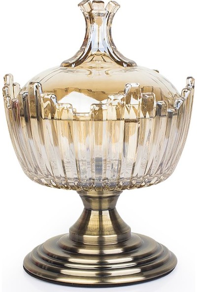 Acar Vilza Ayaklı Cam Yuvarlak Şekerlik - 23.5 cm