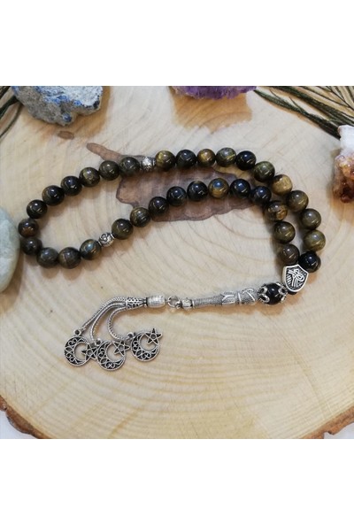 Doğal Kaplan Gözü Taşı Tesbih 10 mm Doğal Kaplan Gözü Taşı Tesbih 10 mm