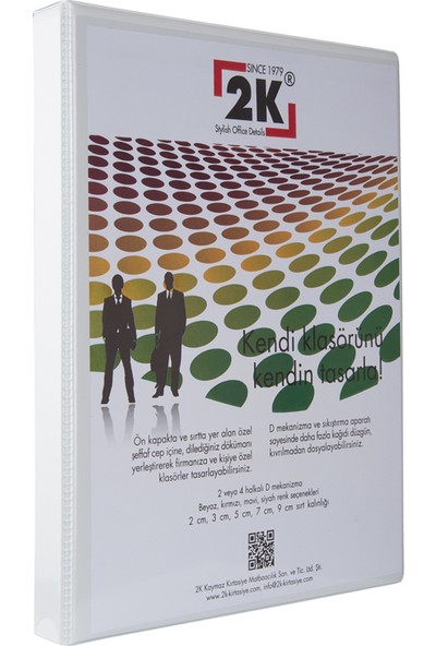 2K 2 cm 2 Halkalı İç Dış Şeffaf Cepli Firma Sunum ve Evrak Klasörü 150 Yaprak Beyaz