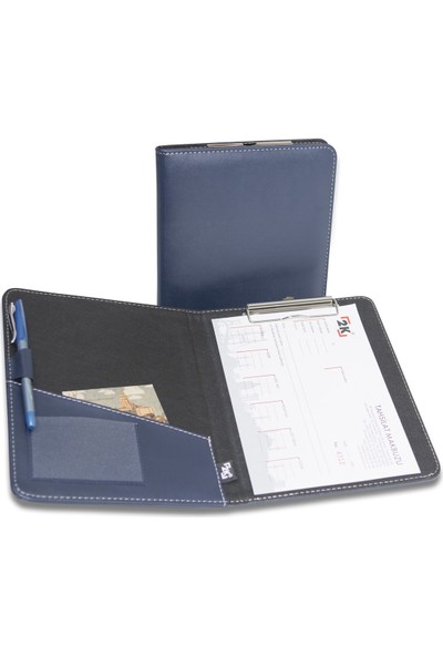 2K A5 Suni Deri Kapaklı Sekreter Blok Tablası 100 Yaprak Lacivert