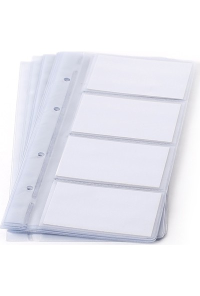 2K Mekanizmalı Kartvizit Albümü Yedeği Şeffaf Dar 4 Gözlü 12 x 25,5 cm