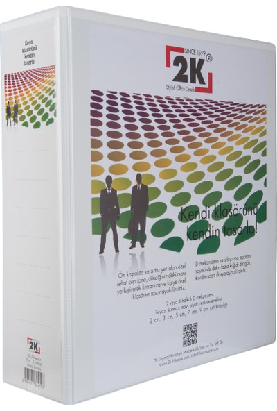 2K 9 cm 2 Halkalı İç Dış Şeffaf Cepli Firma Sunum ve Evrak Klasörü 650 Yaprak Beyaz